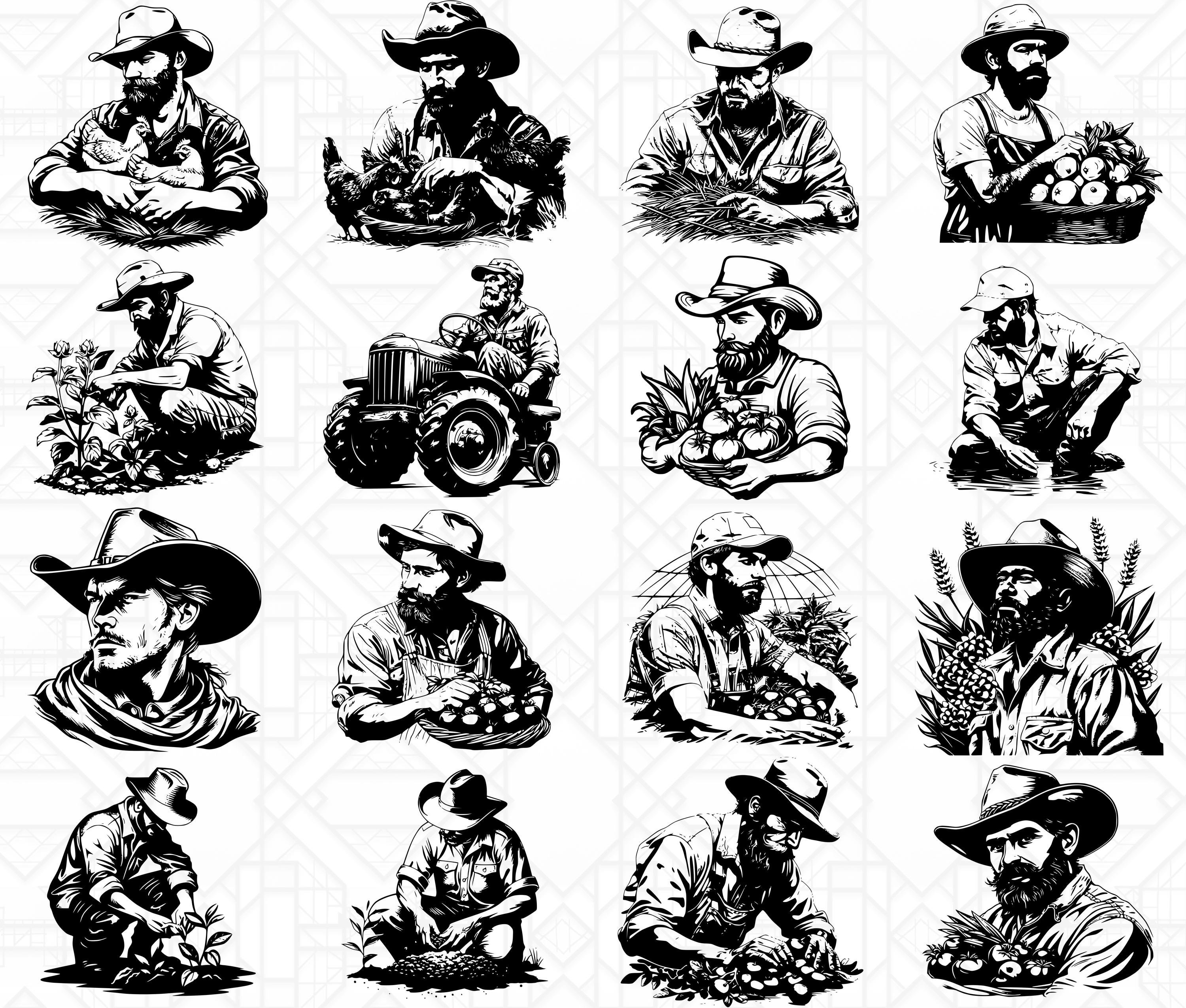 Farmer SVG Bundle - 50 Profession Vector Illustrations for Cricut - Job ...