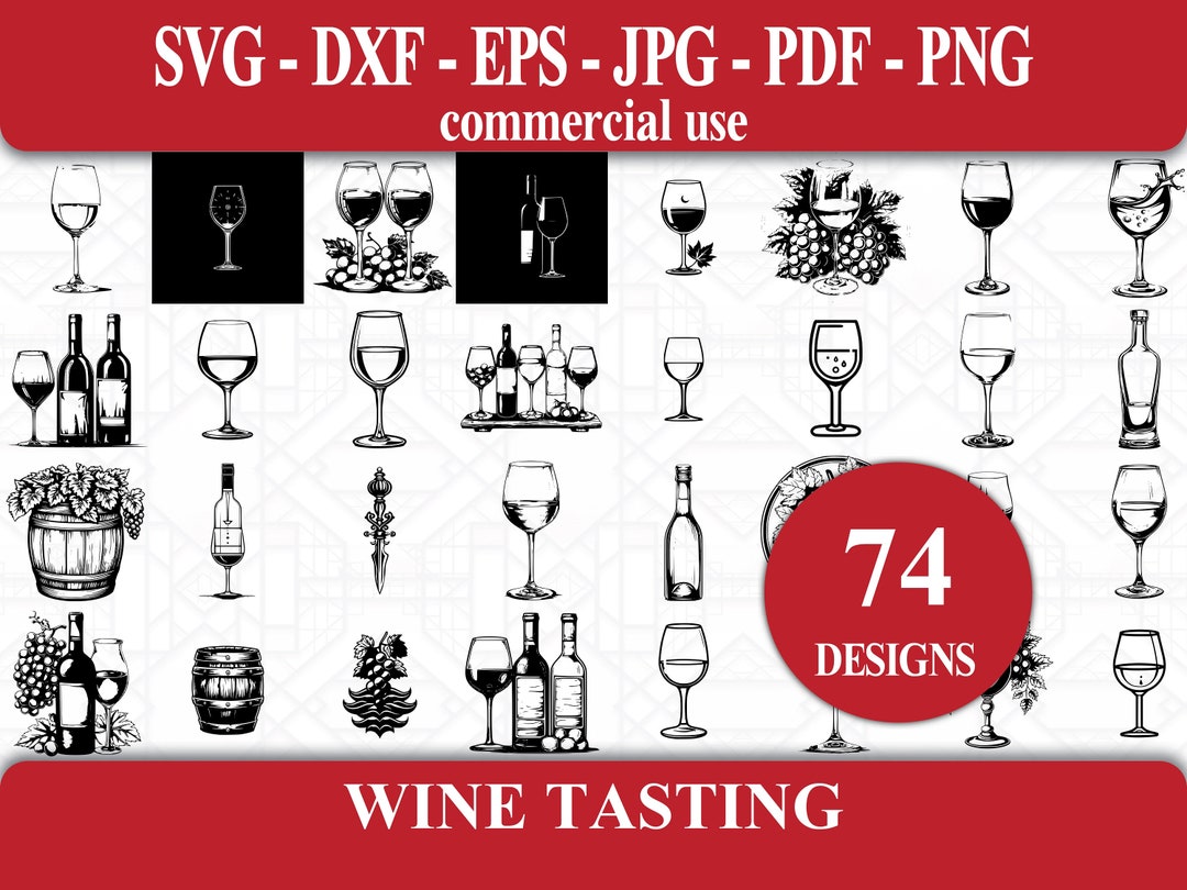 Wine Tasting SVG Bundle - 74 Hobbies & Crafts Vector Illustrations for ...