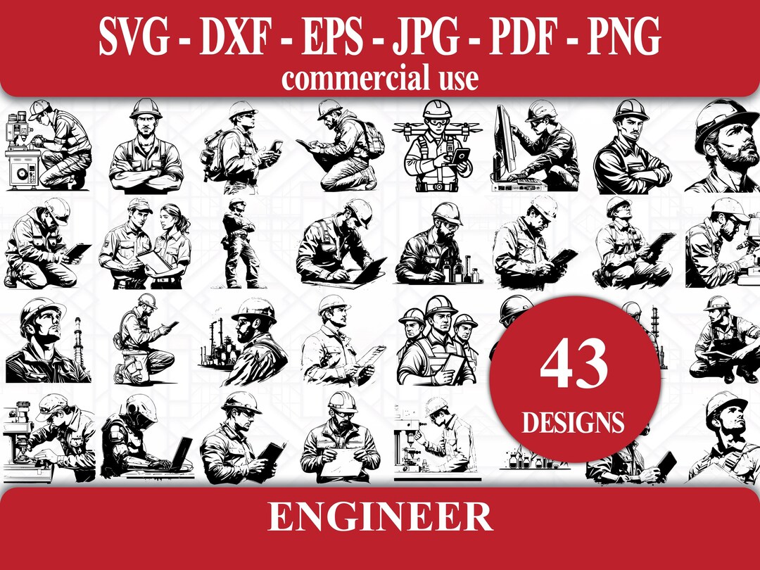 Engineer SVG Bundle - 43 Profession Vector Illustrations for Cricut ...