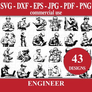 Engineer SVG Bundle - 43 Profession Vector Illustrations for Cricut ...