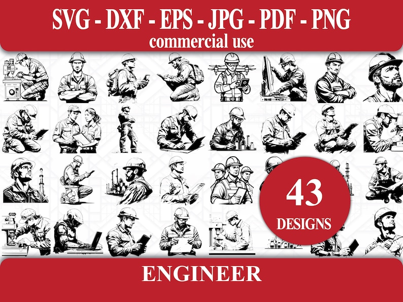 Engineer SVG Bundle - 43 Profession Vector Illustrations for Cricut ...