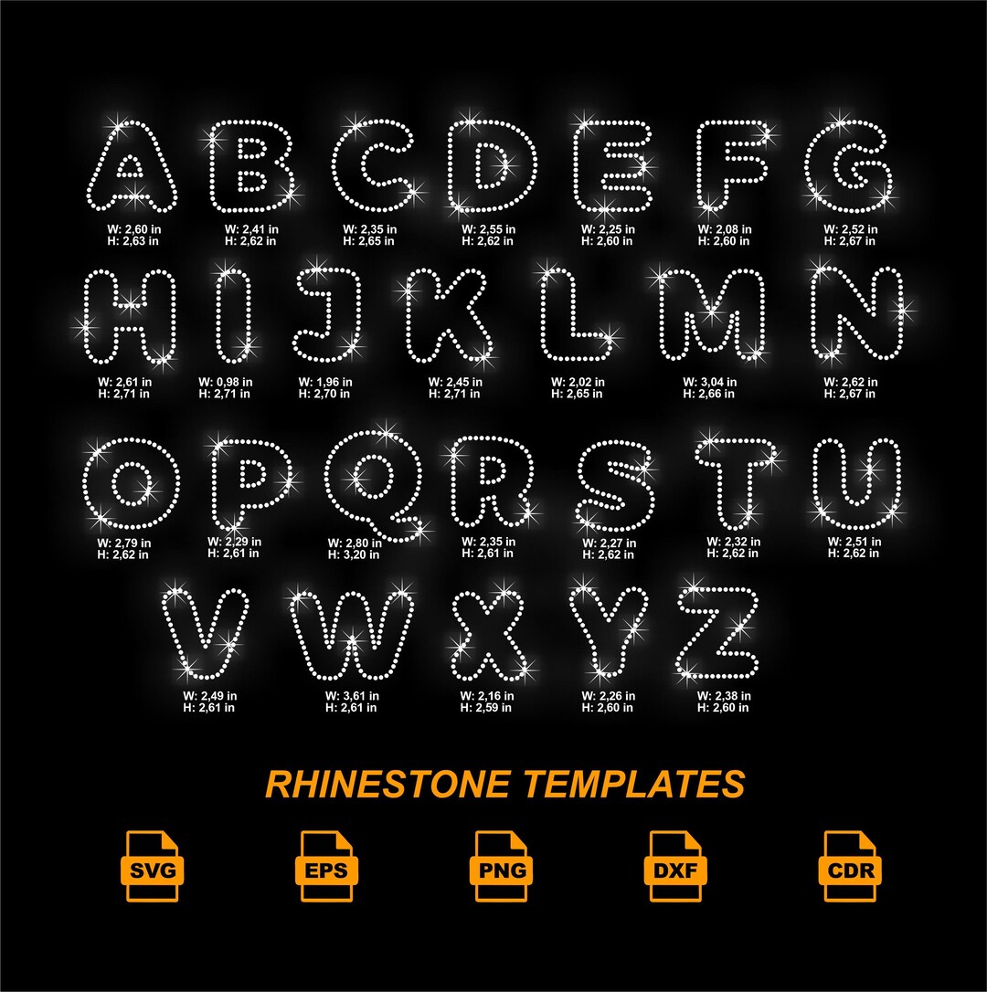SS10 Alphabet Rhinestone Templates A–Z | Custom Name Lettering Set ...