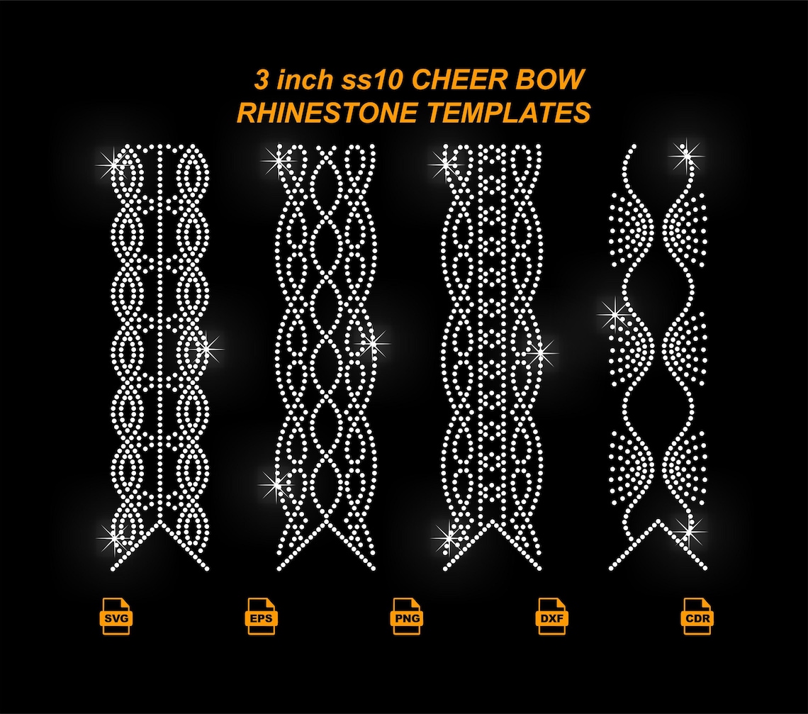 3 Inch SS10 Cheer Bow Rhinestone Templates Bundle (svg, Dxf, Eps, Png ...