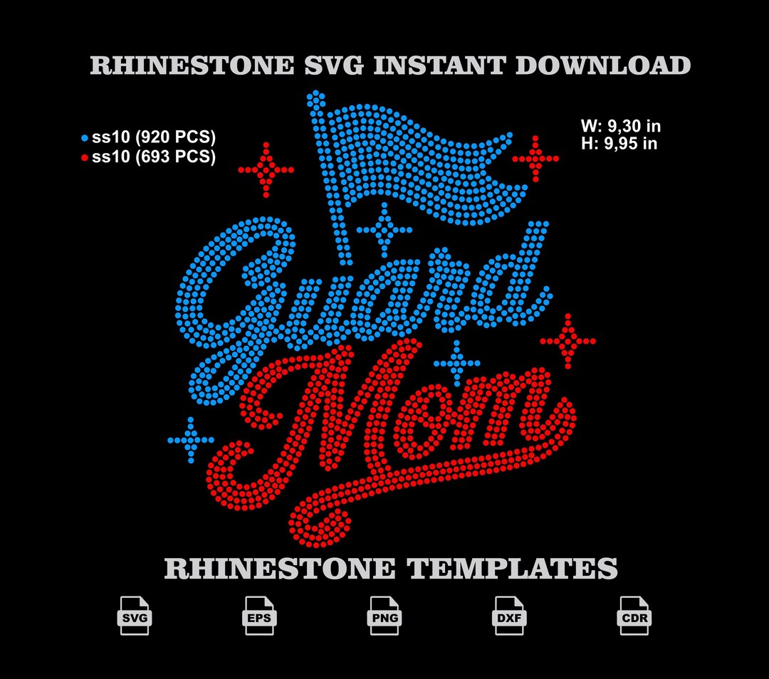Guard Mom Rhinestone Template SVG, Color Guard Flag Bling Shirt Design ...