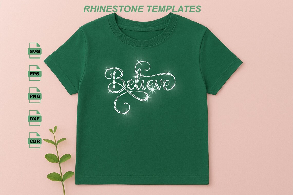 Rhinestone Believe Lettering Template. SVG PNG Digital Download File ...