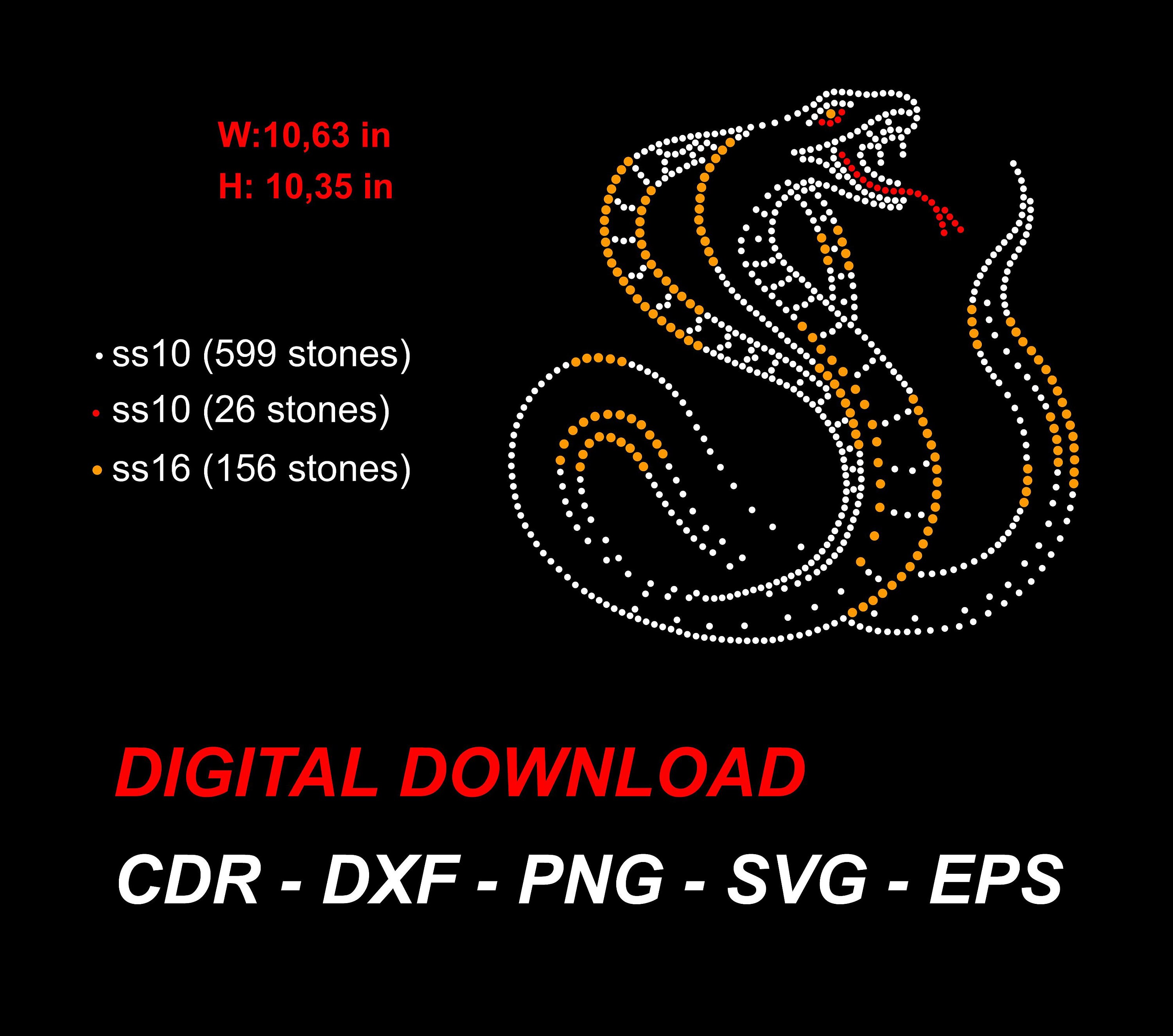 Snake Rhinestone Pattern. Snake Template With Ss10 and Ss16 Stones. SVG ...