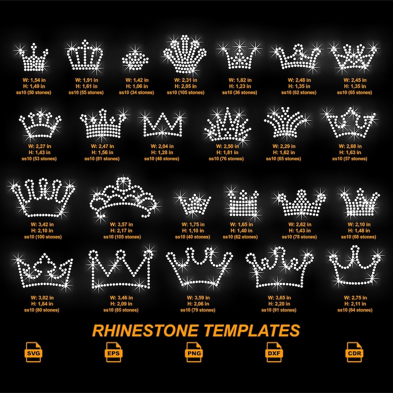 Rhinestone Crown Transfers - Etsy