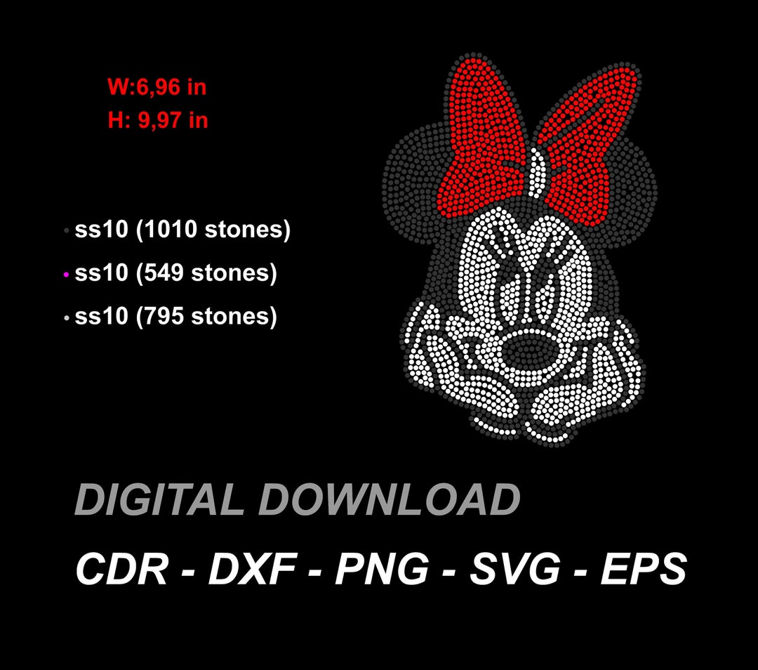 Minnie Mouse Rhinestone Template. Ss10 Minnie Mouse. SVG - CDR - DXF ...