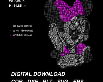Minnie Mouse Rhinestone Template. Ss10 Minnie Mouse. SVG CDR DXF ...