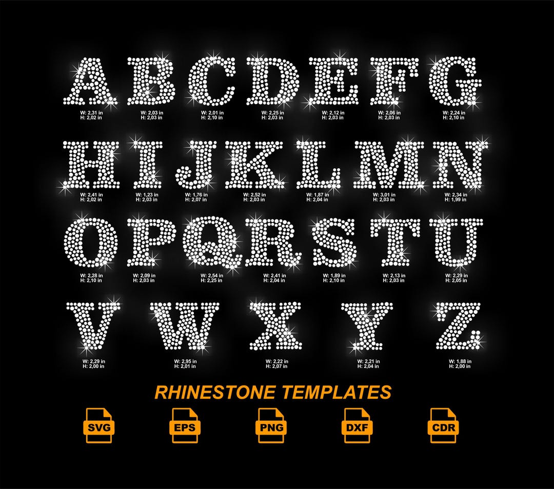 Rhinestone Alphabet SVG – SS10-SS16 Crystal Font (digital Download) - Etsy