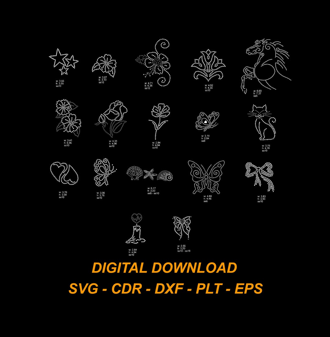 Digital Design, Digital Rhinestone, Small Patterns, Mixed Ss6 - Ss10 ...