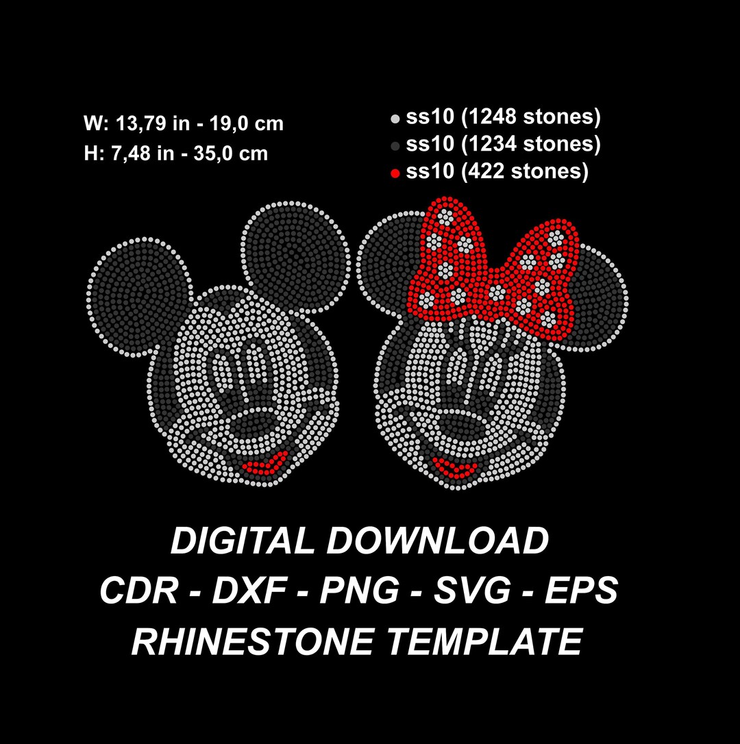 Minnie - Mickey Mouse Rhinestone Template. Ss10 Minnie - Mickey Mouse ...