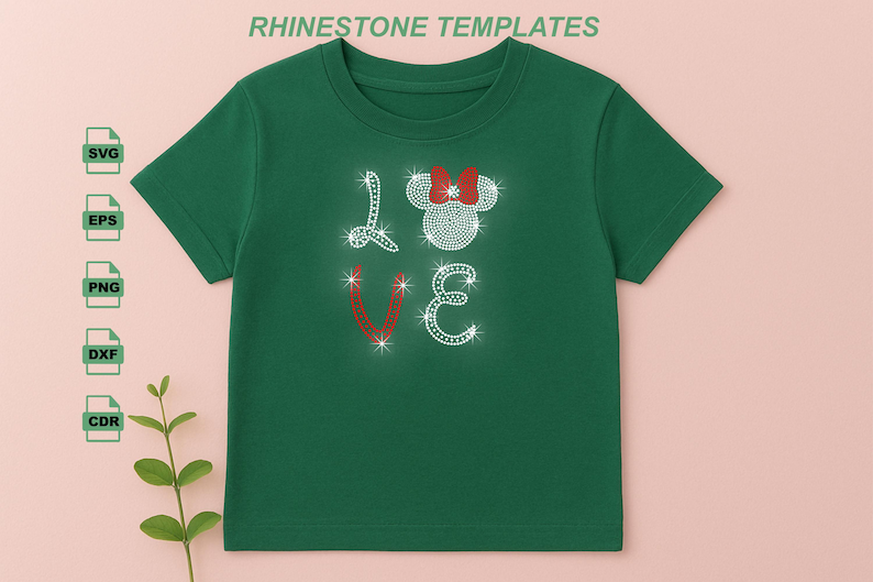 Mickey - Minnie Mouse Couple Rhinestone Template Bundle. Iron-on ...