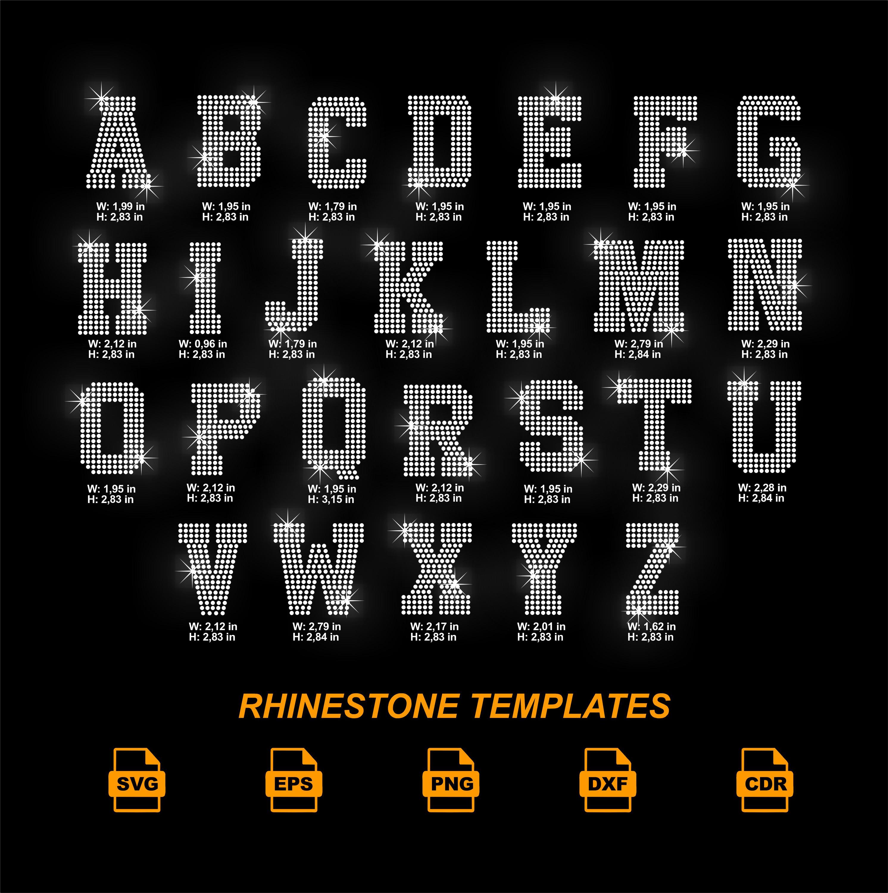 Rhinestone Alphabet SVG | SS10 Letter Bling Template | Rhinestone Font ...