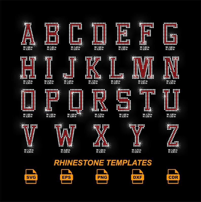 Rhinestone Alphabet Template Bundle A–Z | Varsity Letters SVG SS10 ...