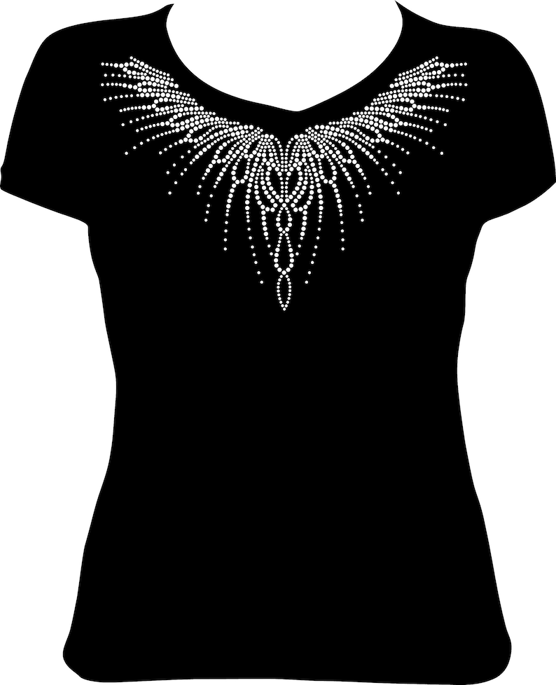 Rhinestone Necklace Template: Bling T-shirt & Dress Design (digital ...