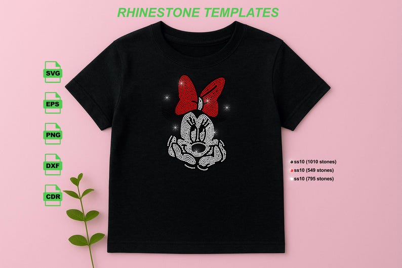 Minnie Mouse Rhinestone Template: SS10 SVG, CDR, DXF (digital Download ...