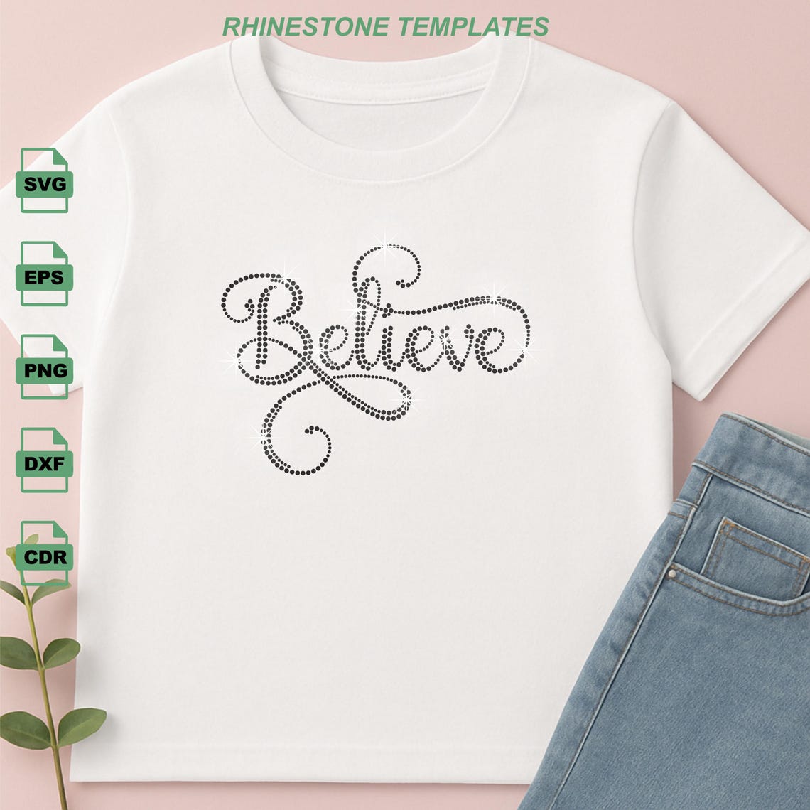 Rhinestone Believe Lettering Template. SVG PNG Digital Download File ...