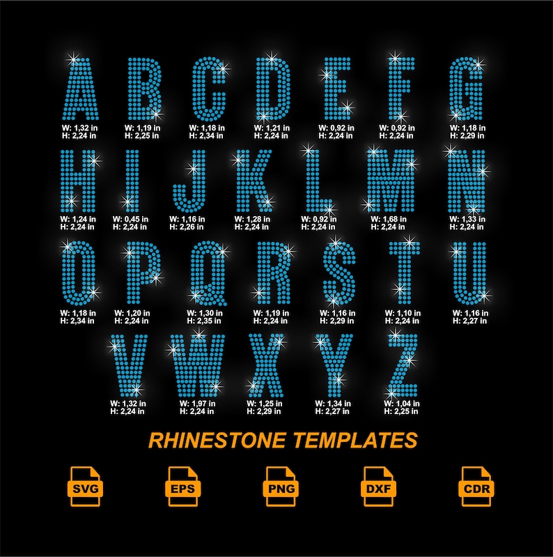 Rhinestone Alphabet SVG | Bling Letters Template | A-Z Rhinestone Font ...
