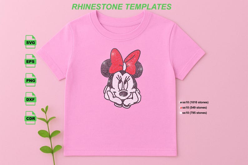 Minnie Mouse Rhinestone Template: SS10 SVG, CDR, DXF (digital Download ...