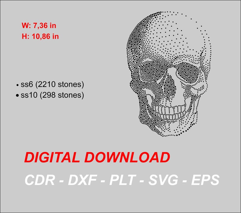 Skull Rhinestone Pattern. Scatter Skeleton Head Template. - Etsy