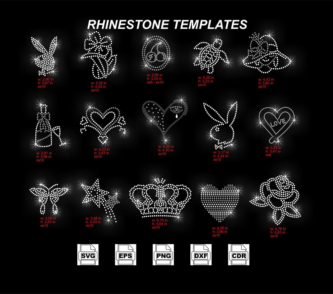 Rhinestone Bundle SVG Design: Mixed Small Patterns Bundle (digital ...