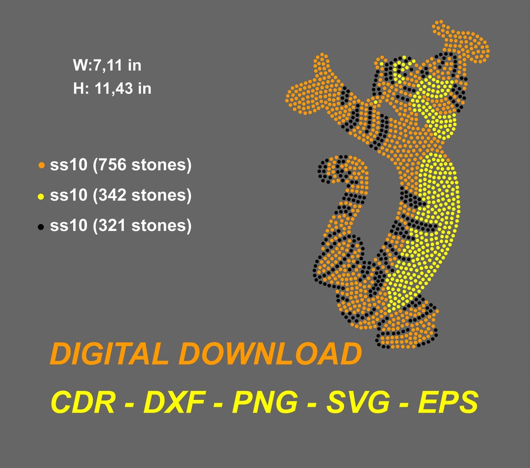 Tigger Cartoon Character. Tigger Ss10 Rhinestone Template - Etsy