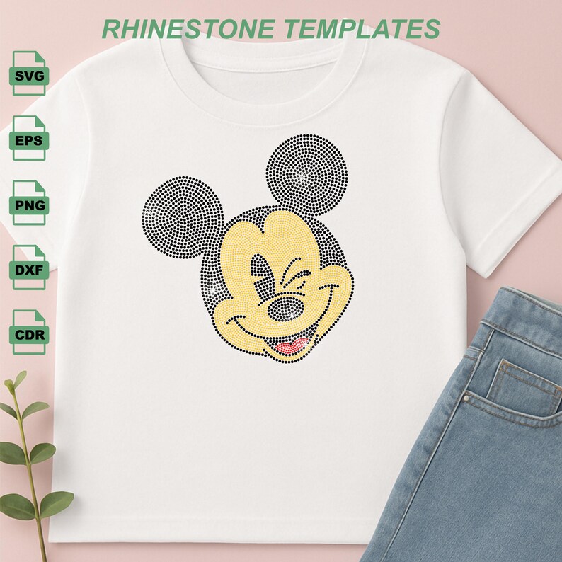 Rhinestone Mouse Face SVG | Cartoon Style Bling Rhinestone Template ...
