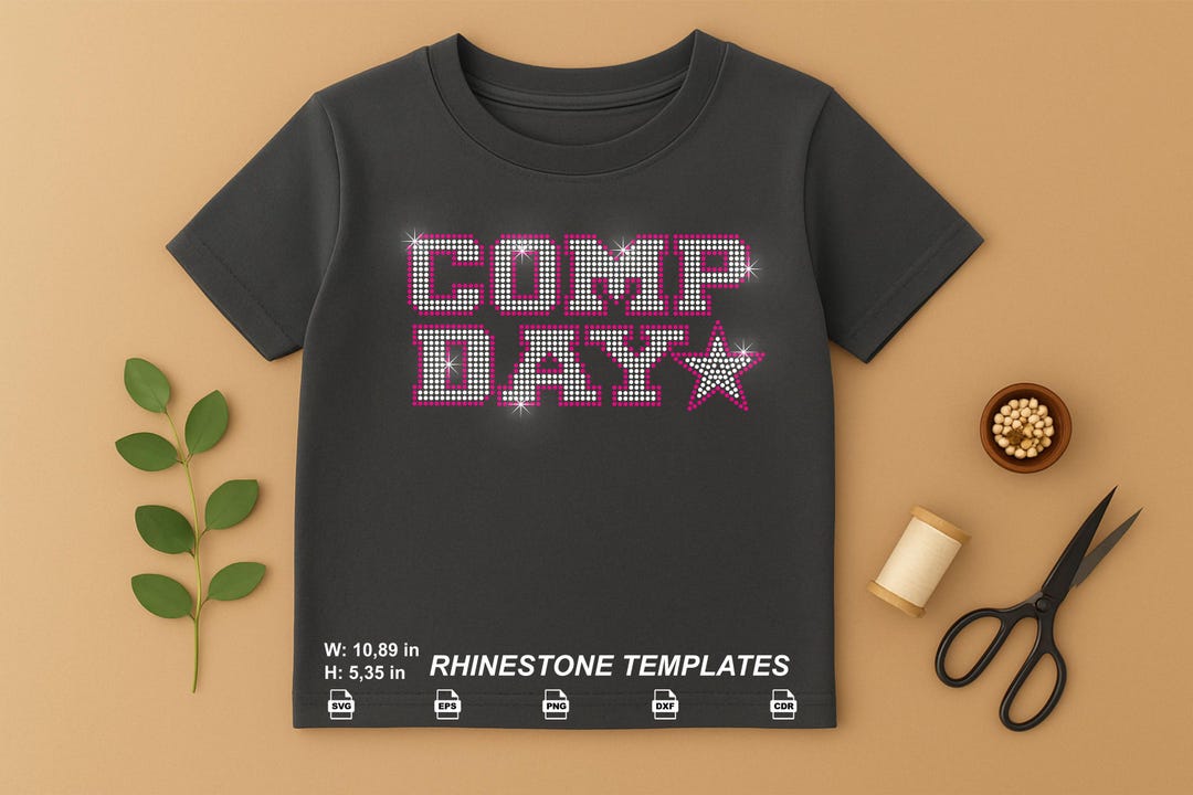 Cheer Comp Day Rhinestone SVG | Shirt Design Template (digital Download ...