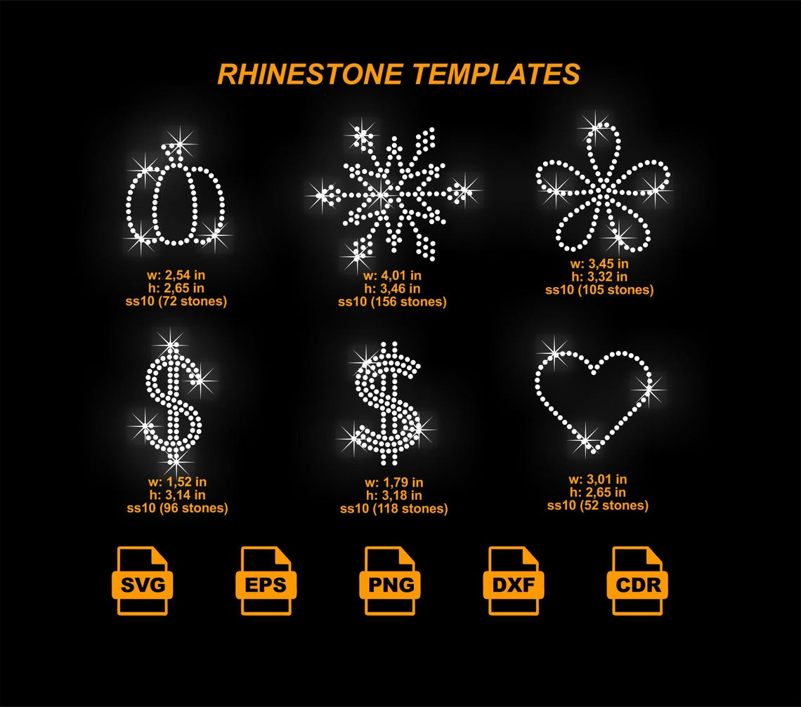 Rhinestone SVG Design Template: SS10 Mixed Small Patterns Bundle ...