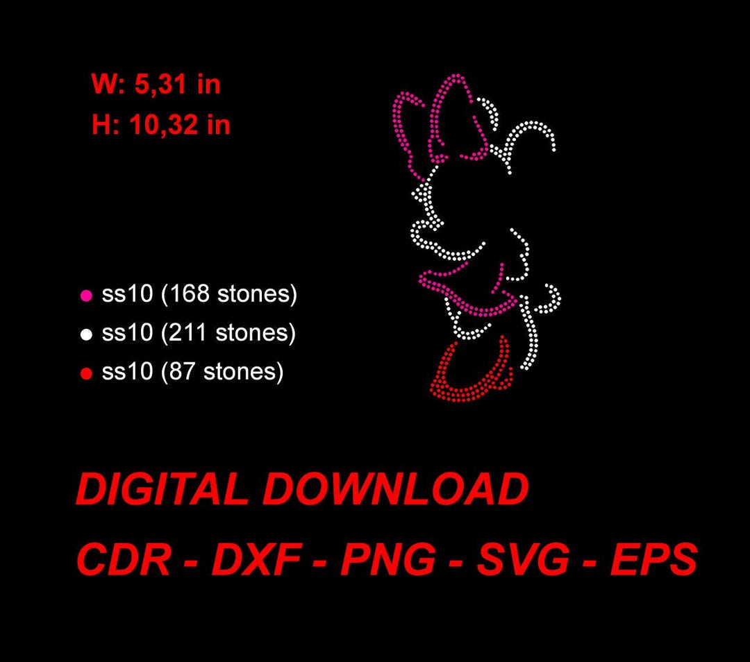 Minnie Mouse Rhinestone Template. Ss10 Minnie Mouse. SVG - CDR - DXF ...