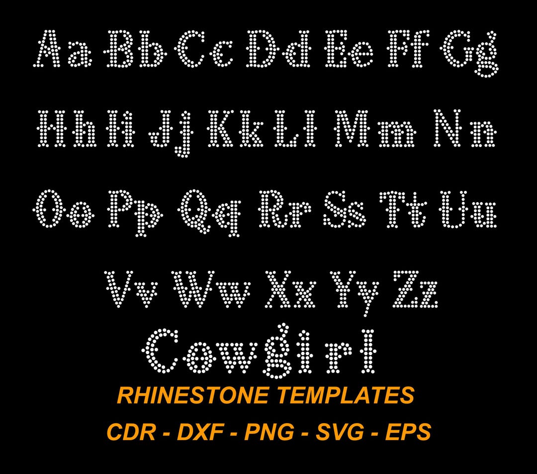 Cowboy Rhinestone Alphabet Template SVG Font: Iron-on Transfer (digital ...