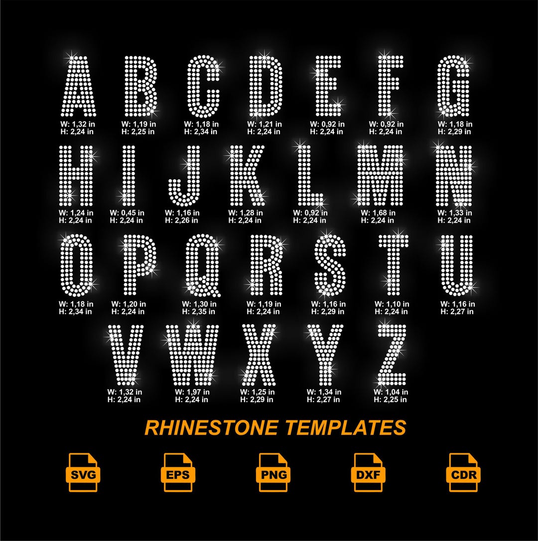 Rhinestone Alphabet SVG | Bling Letters Template | A-Z Rhinestone Font ...