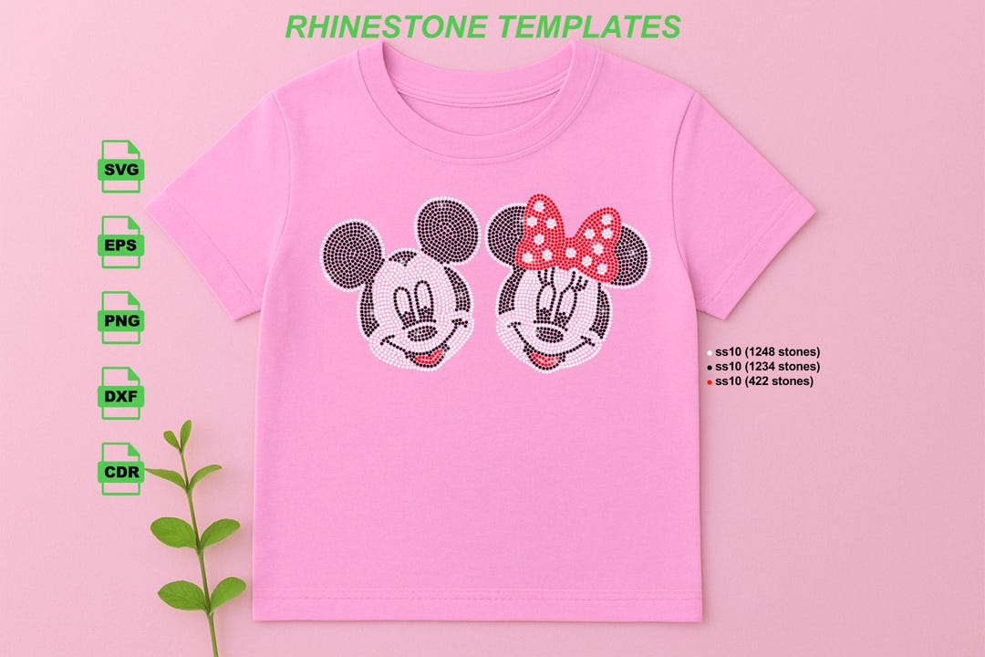 Rhinestone Mouse Couple SVG | Cartoon Style Bling Rhinestone Template ...