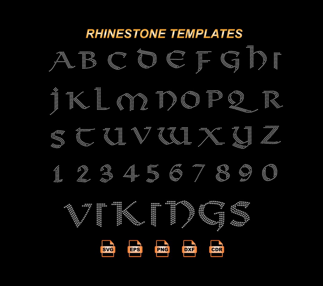 Rhinestone VIKINGS Alphabet Template SVG: SS10 Font Letters (digital ...