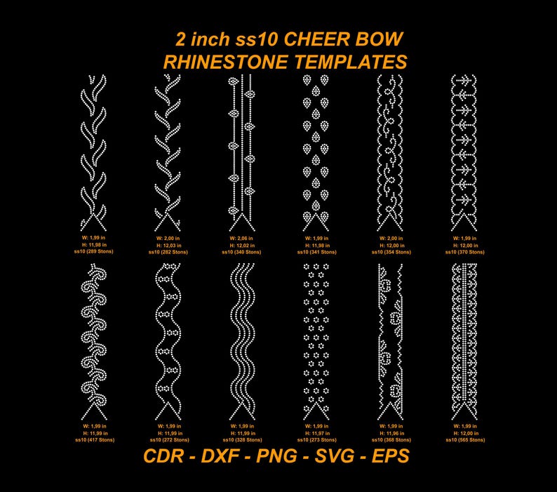 Cheer Bow Rhinestone Template Bundle: V-tail 2" (digital Download) - Etsy