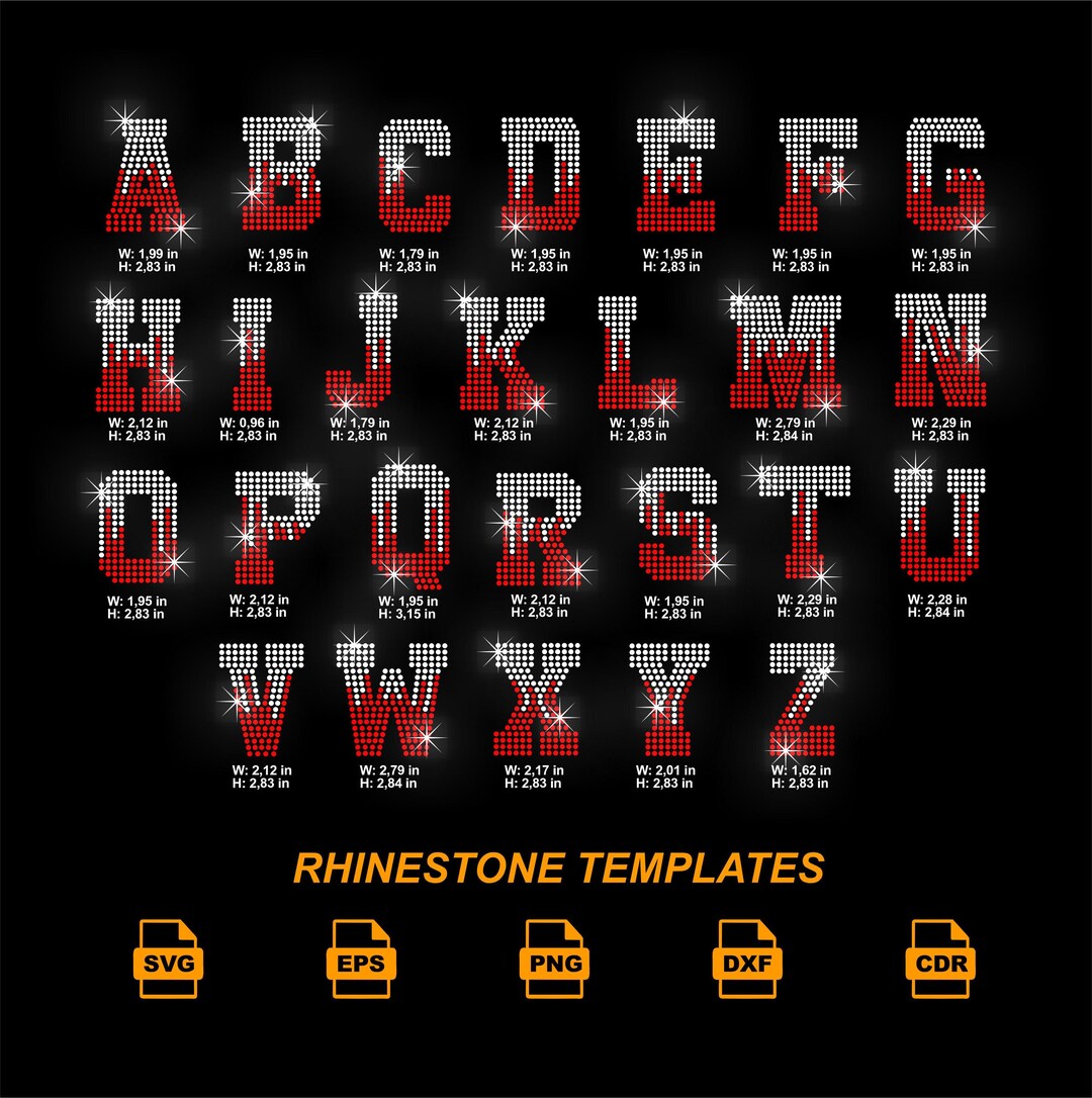 Rhinestone Alphabet SVG | SS10 Letter Bling Template | Rhinestone Font ...