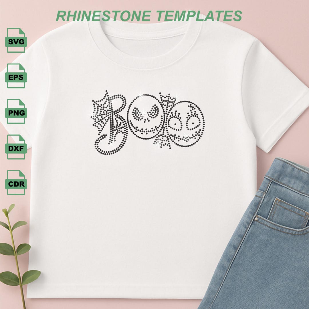 Rhinestone Halloween Boo Ghost Template SVG - Iron on Transfer (digital ...