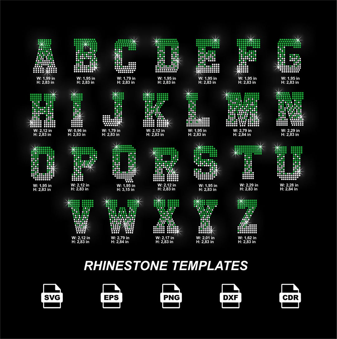 Rhinestone Alphabet Letters SVG | SS10 Bling Font Set | Sports Cheer ...