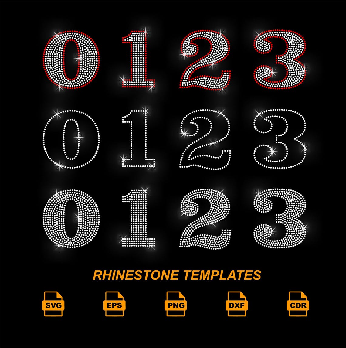 Rhinestone Numbers SVG 0-9 | Bling Number Set | Cricut Silhouette ...