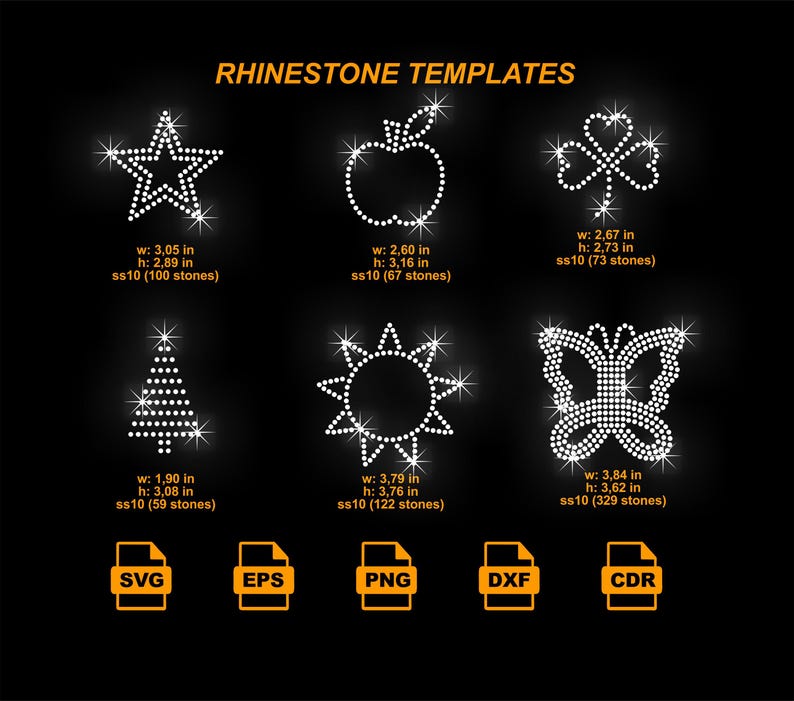 Rhinestone SVG Design Template: SS10 Mixed Small Patterns Bundle ...