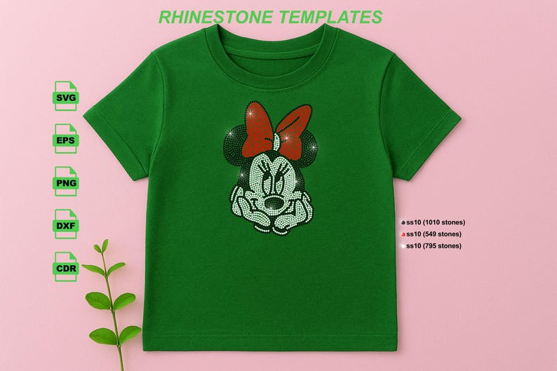 Minnie Mouse Rhinestone Template: SS10 SVG, CDR, DXF (digital Download ...