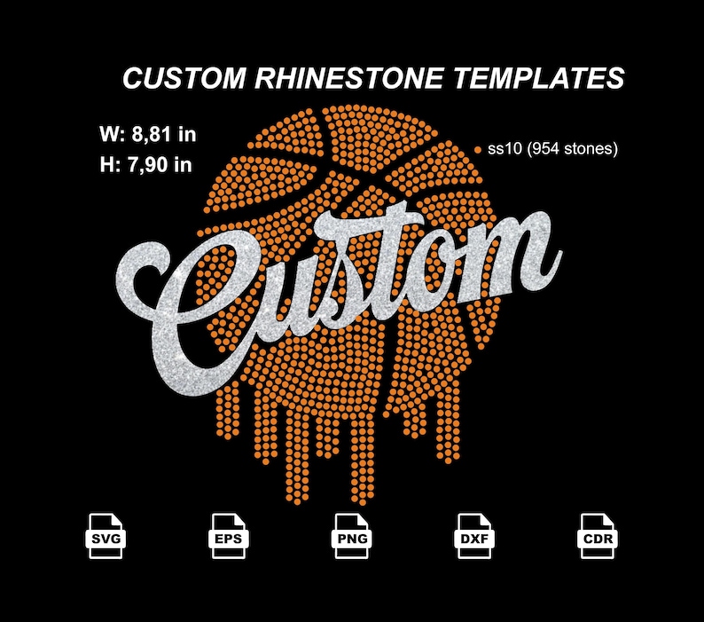 Basketball Custom Name Rhinestone Design | Drip Ball Bling SVG SS10 ...
