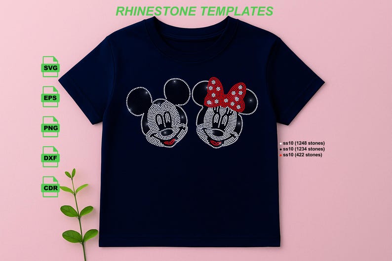 Rhinestone Mouse Couple SVG | Cartoon Style Bling Rhinestone Template ...