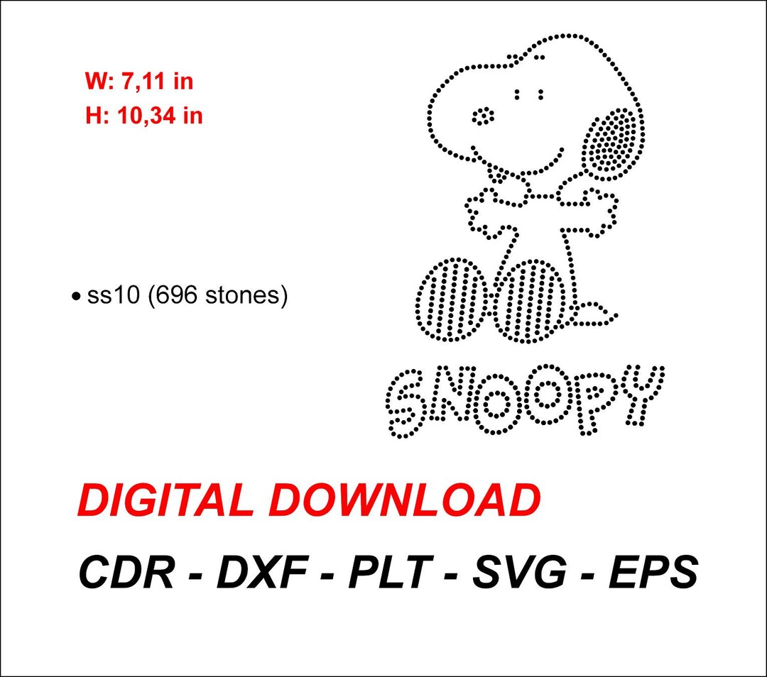 Snoopy Rhinestone Template. Ss10 Snoopy. SVG CDR DXF Digital Download ...