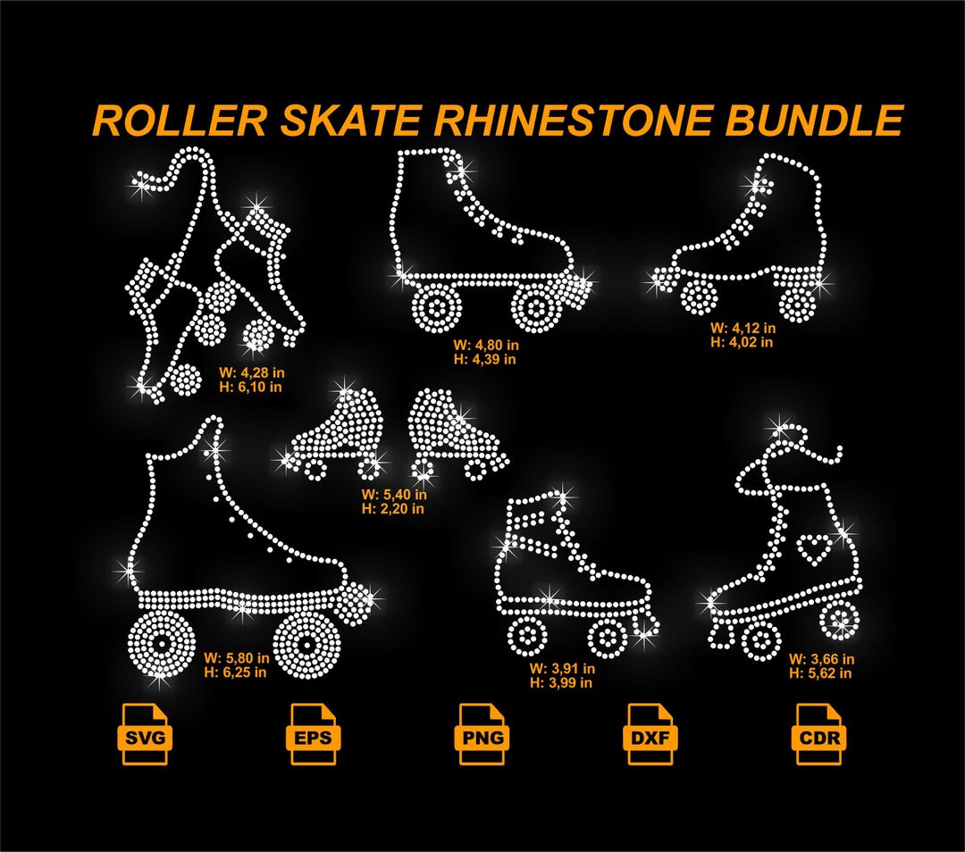 Roller Skate Rhinestone Bundle SVG | Skate Bling Templates | SS10 Heat ...