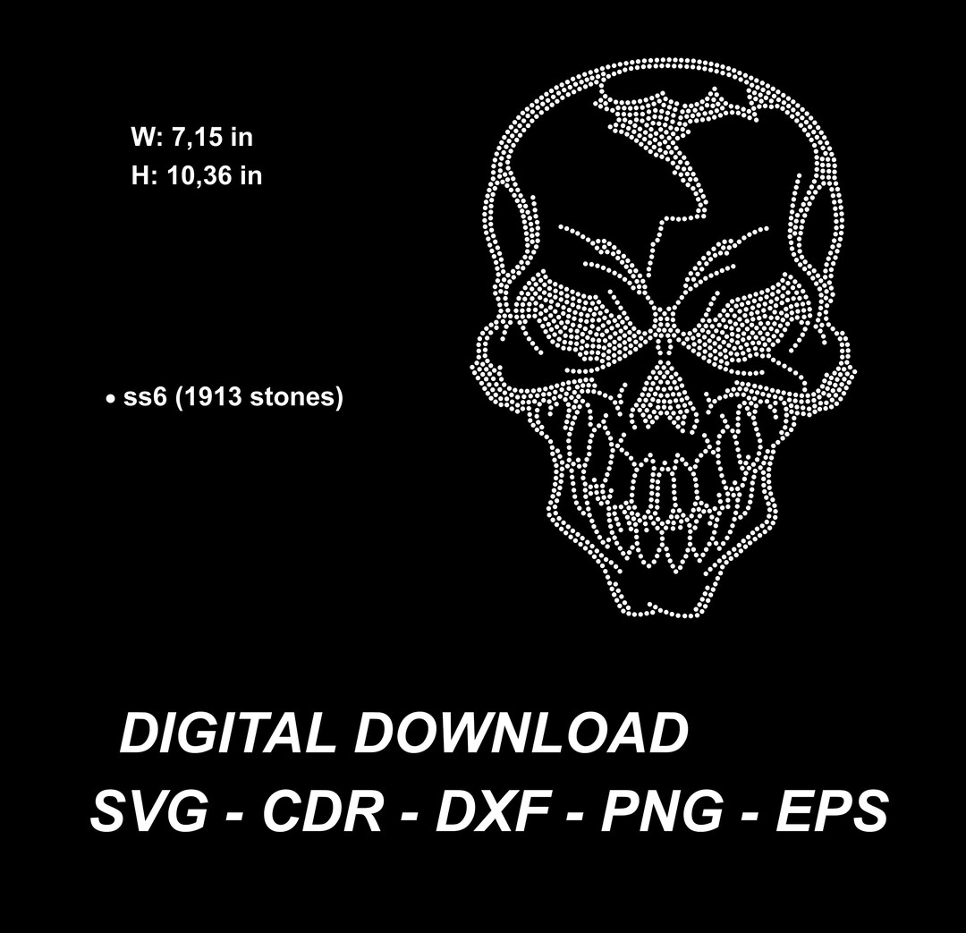 Skull Rhinestone Pattern. Skeleton Head SVG Template. Pirate Skull SVG ...