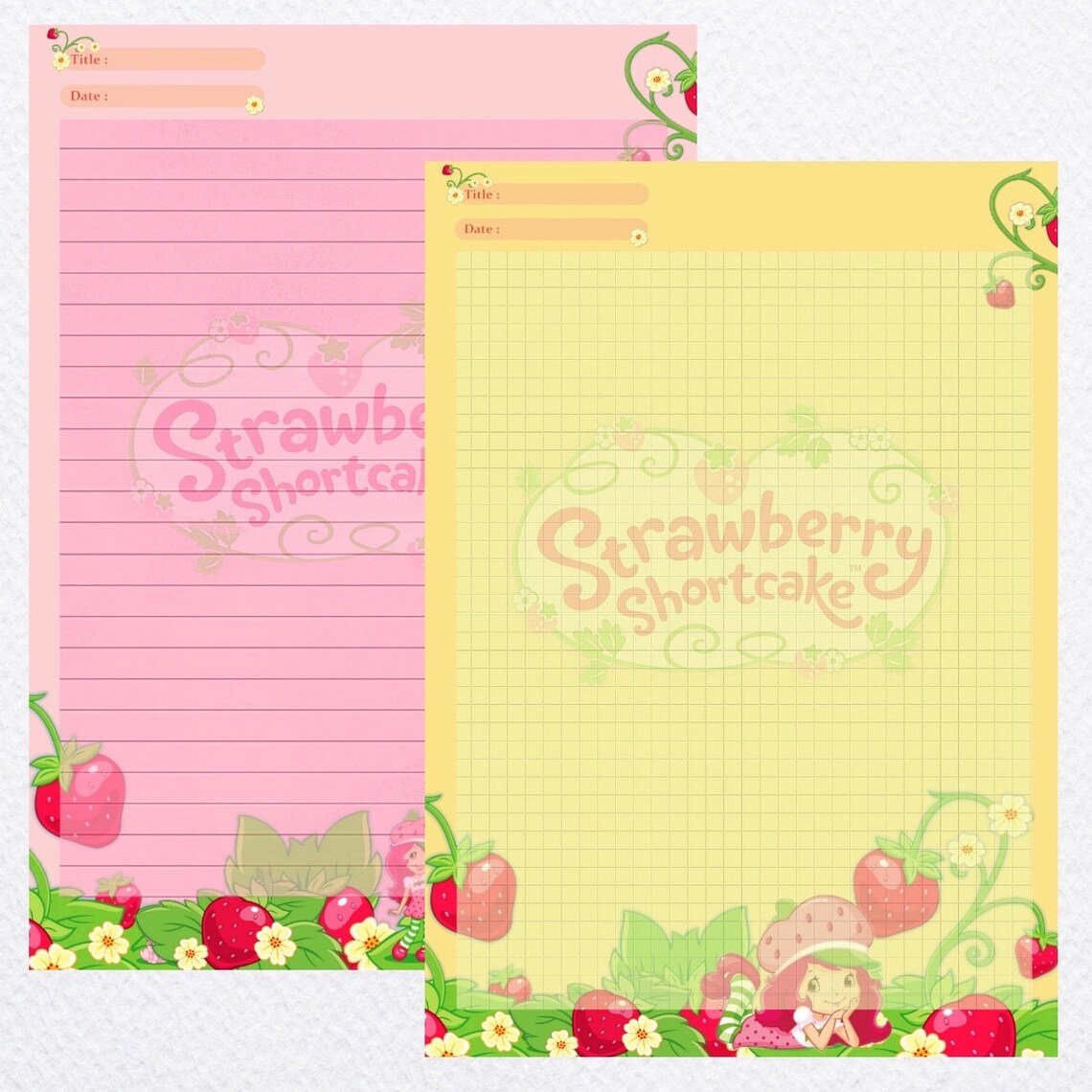 Strawberry Shortcake Theme Digital Note Pages - Etsy