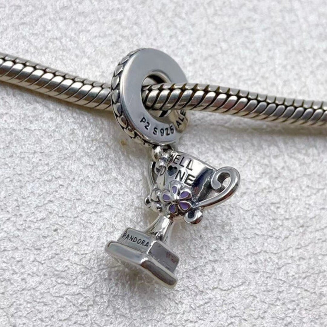 Pandora, Achievement Trophy Pink Crystal & Lilac Enamel Trophy Silver ...