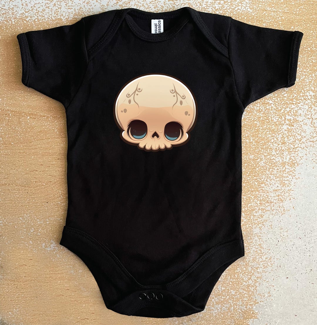 Baby Black Bodysuit CUTE SKULL Design (alternative Babygrow, Cool Baby ...